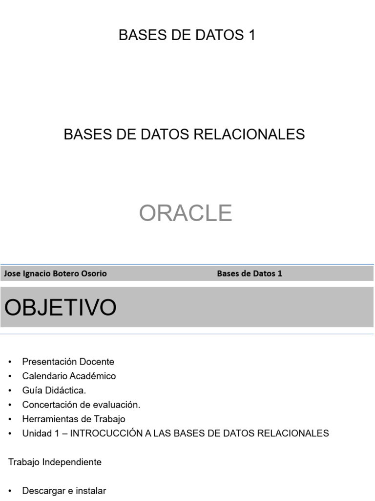 Sesion1 - Unidad 1-Introducción | PDF | Bases de datos | Base de datos ...