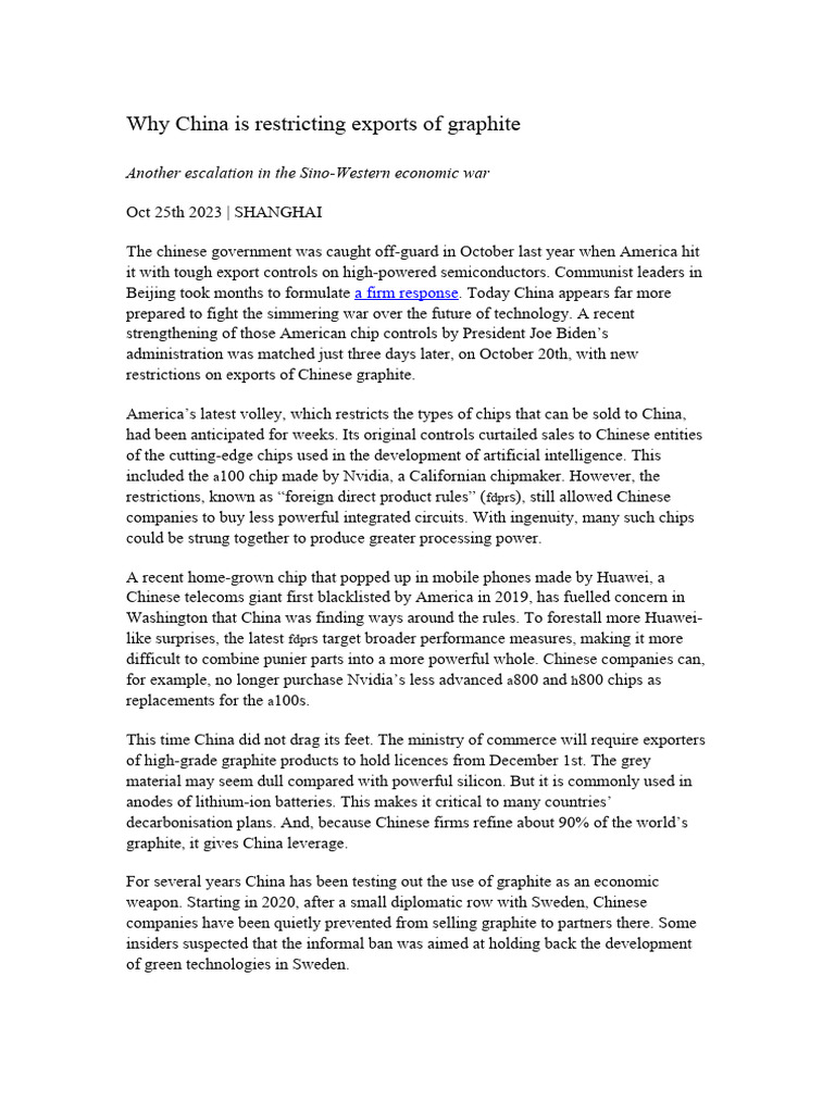 China's Graphite Export Limits | PDF | Computers