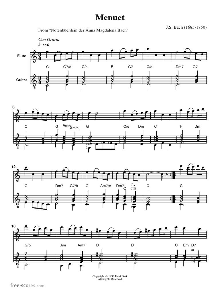 Bach Johann Sebastian Menuet 20559 | PDF | Johann Sebastian Bach