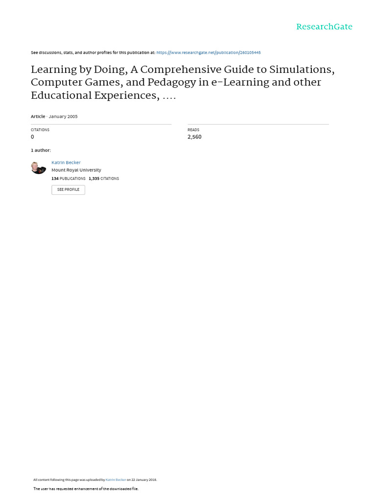 ALDRICH, CLARK. Learning by Doing A Comprehensive Guide To Simulations ...