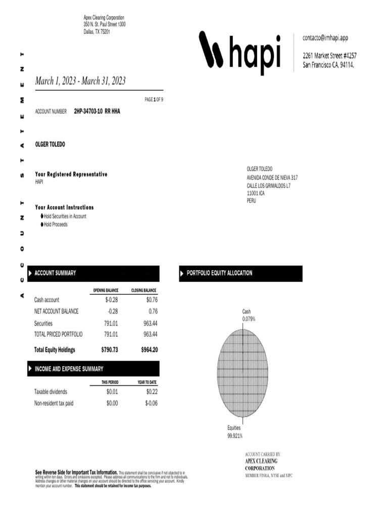 Hapi Statement Mar.-2023 | Download Free PDF | Financial Industry Regulatory Authority ...