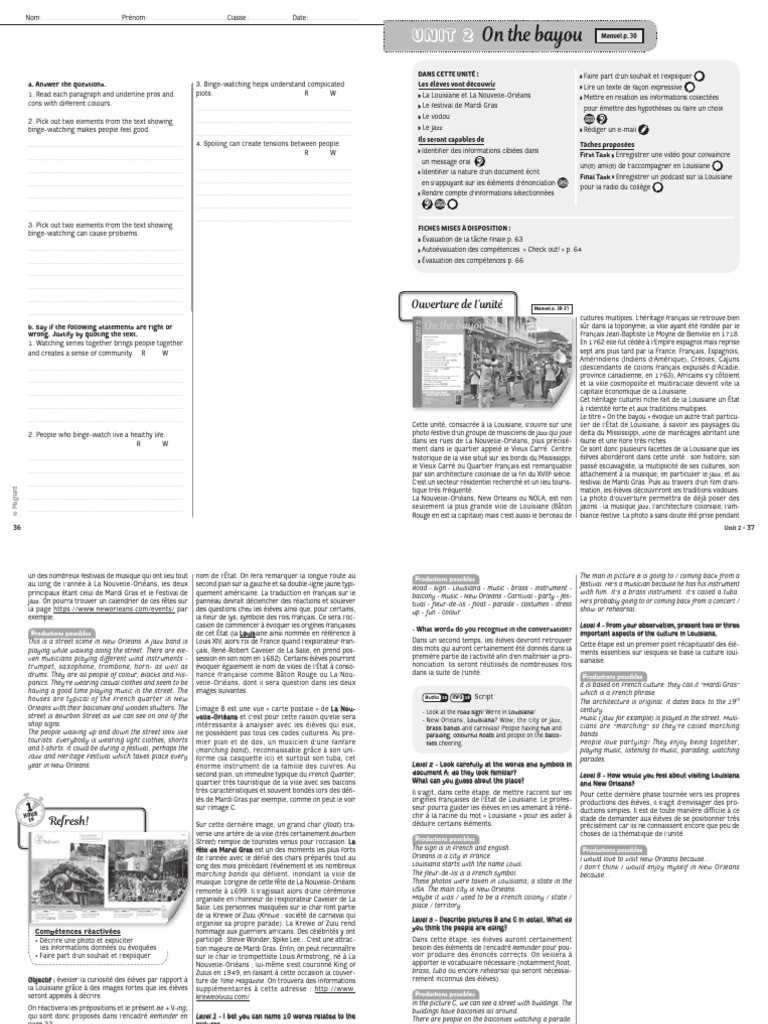 Unit 2 - On The Bayou | PDF