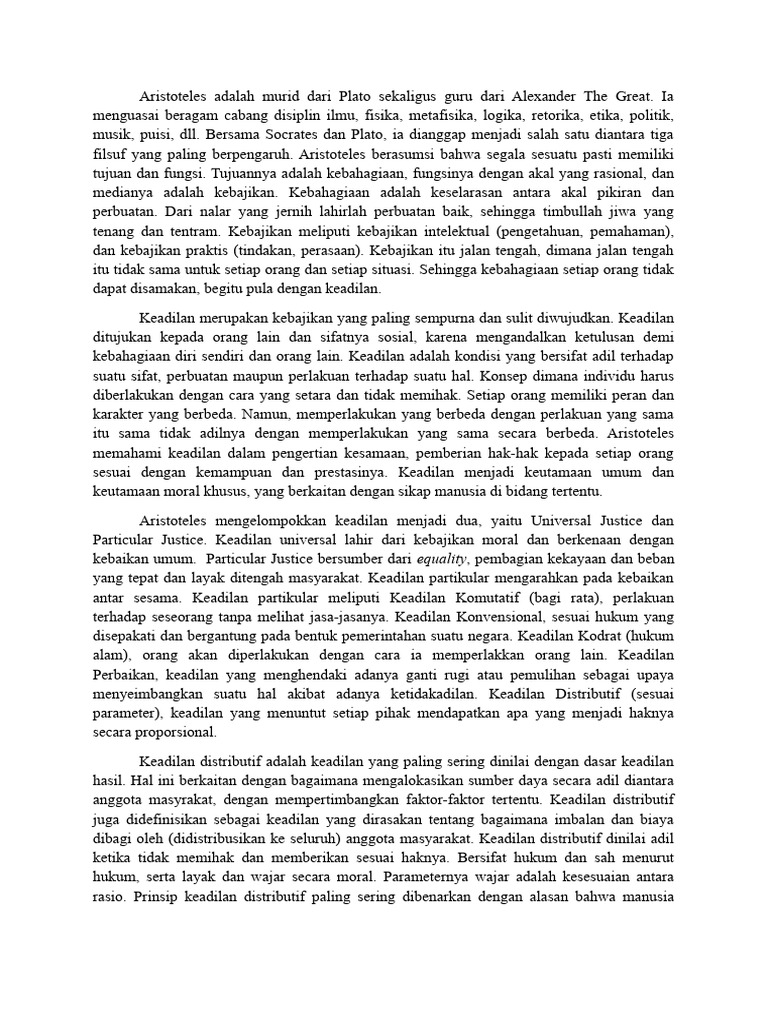 Keadilan Distributif Menurut Aristoteles | PDF | Politik | Sains ...