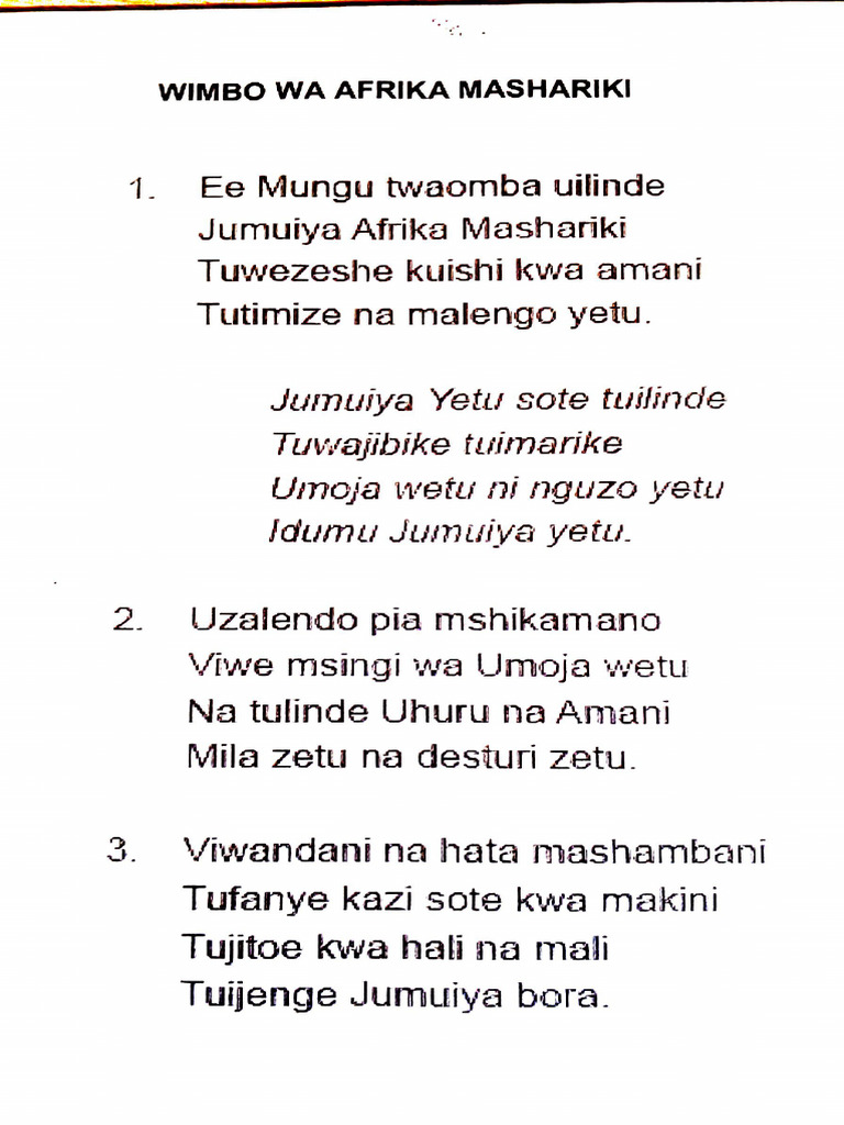 Wimbo Wa Afrika Mashariki 08-Dec-2023 17-19-07 | PDF