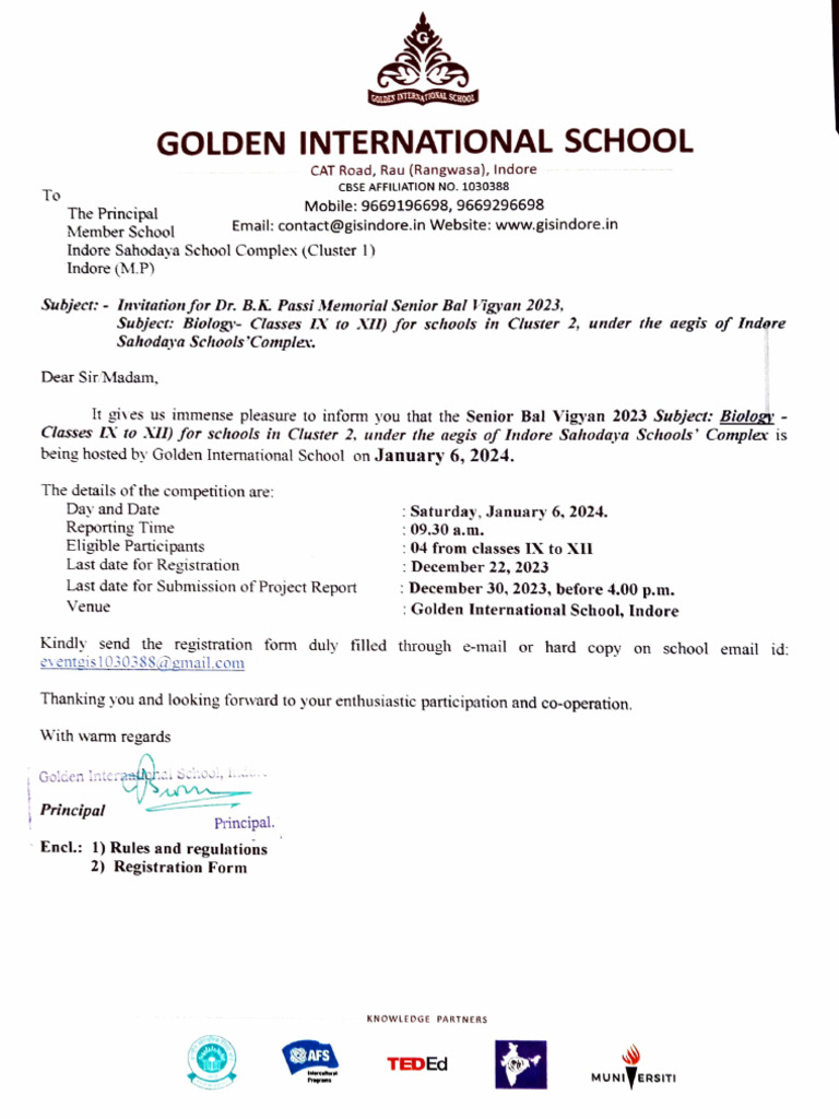 Senior Bal Vigyan 2023 Invitation | PDF | Science
