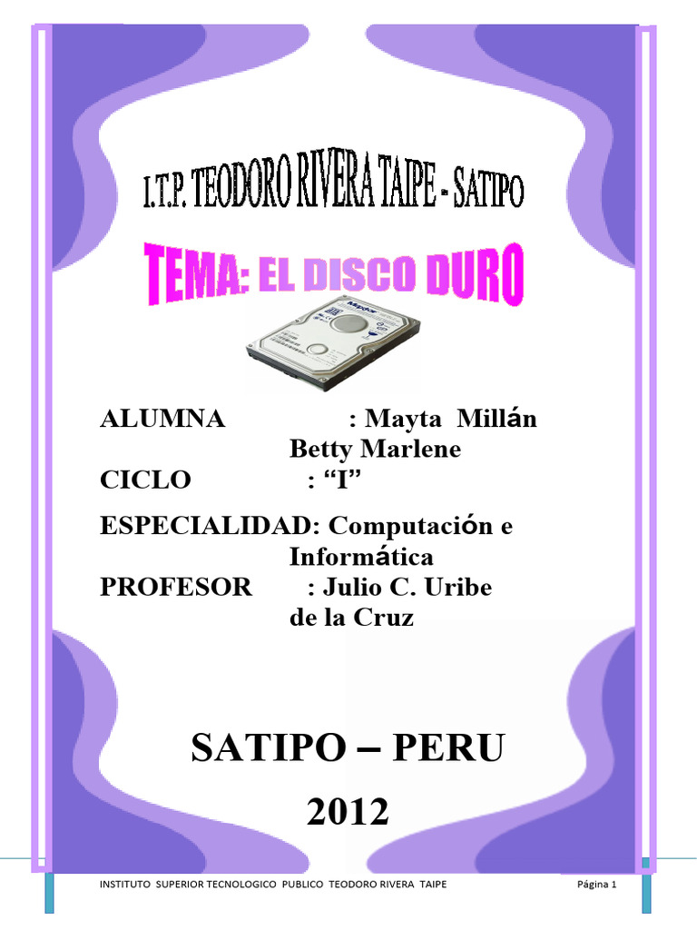 Monografia Del Disco Duro | PDF | Disco duro | Arranque