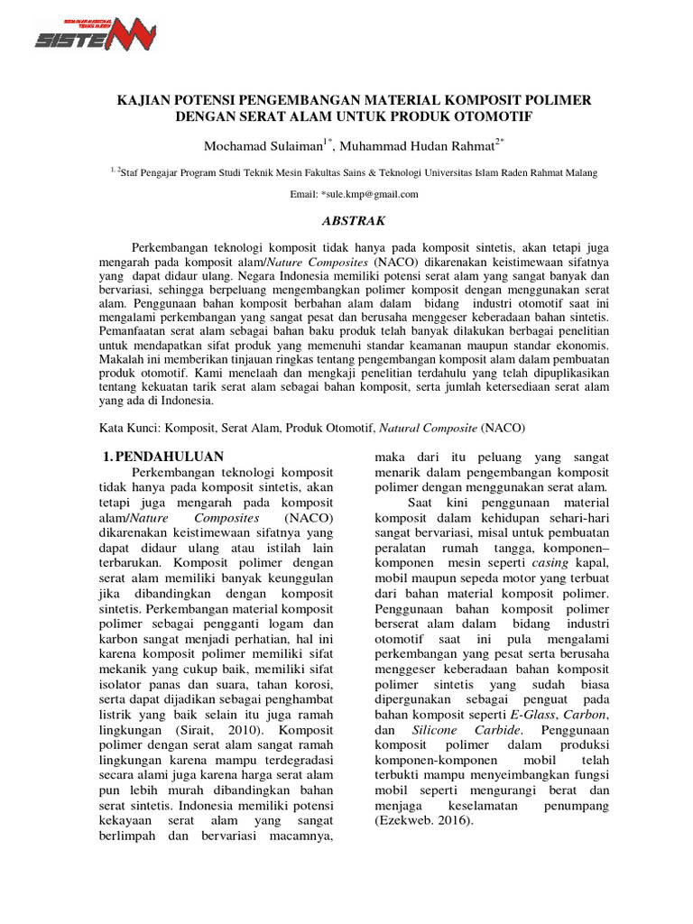 Kajian Potensi Komposit Polimer Serat Alam | PDF