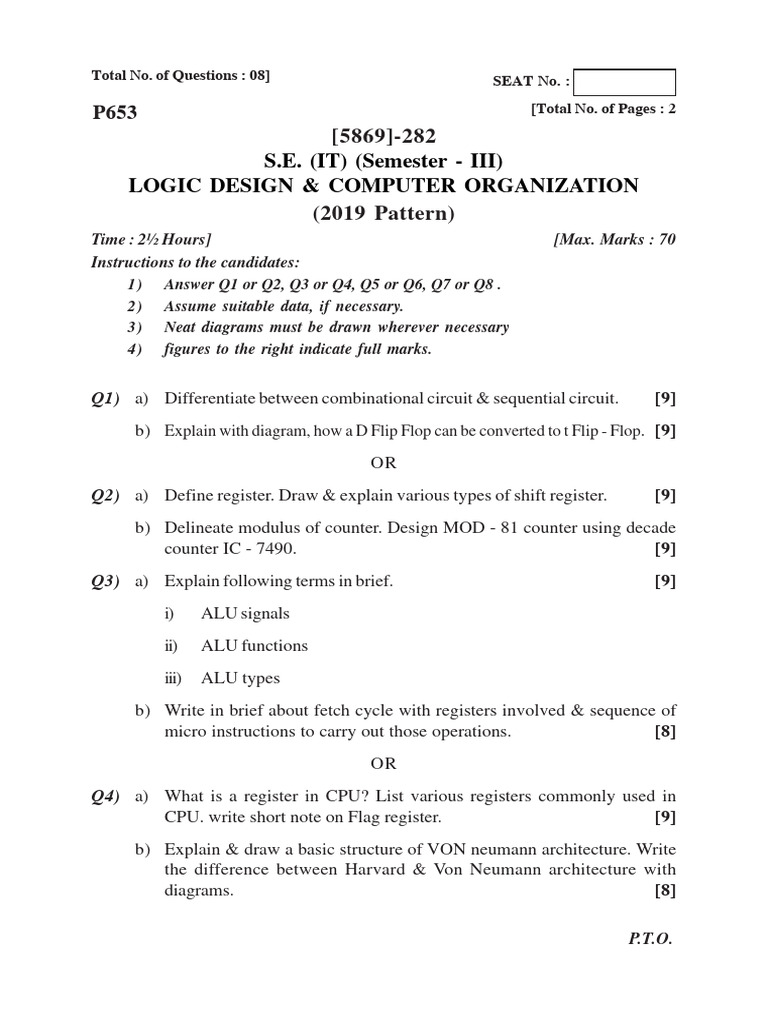 Logic Design & Computer Organization Exam Guide | PDF | Central ...