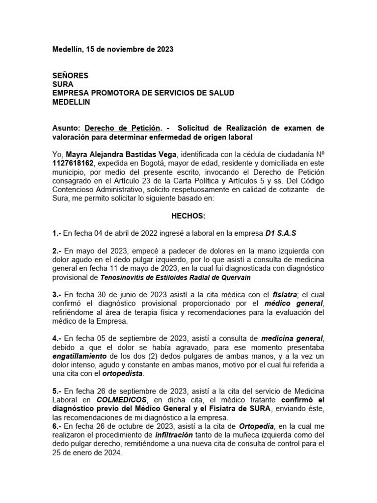 Derecho Peticion Mayra Bastidas | PDF | Finanzas y dinero | Ciencias sociales