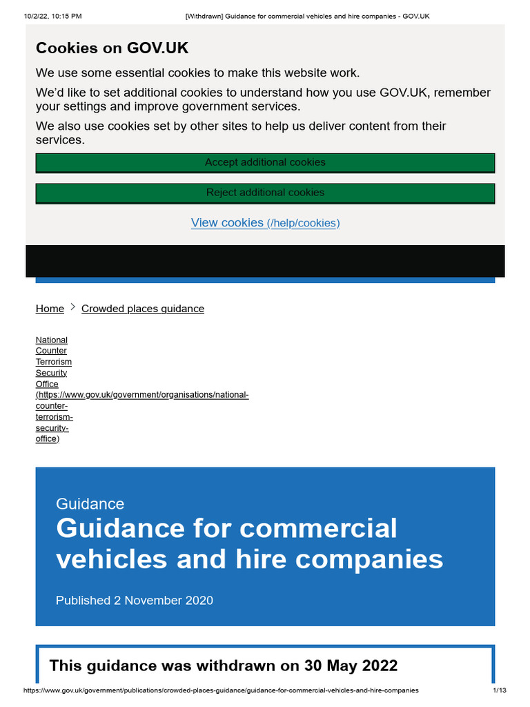 (Withdrawn) Guidance For Commercial Vehicles and Hire Companies - GOV - UK | PDF | Social Media ...