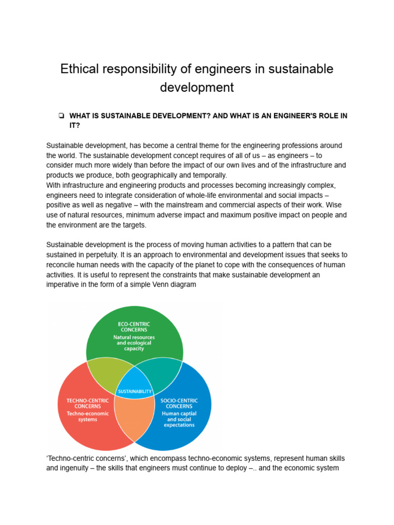 Ethical Responsibility of Engineers in Sustainable Development | PDF ...