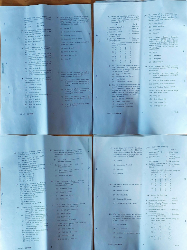 Apsc Cce Prelims Gs Paper 2023 | PDF