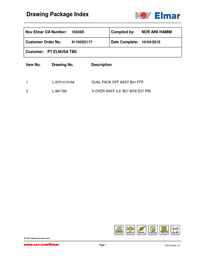 Dual Pack-Off - Drawing Package Index | PDF