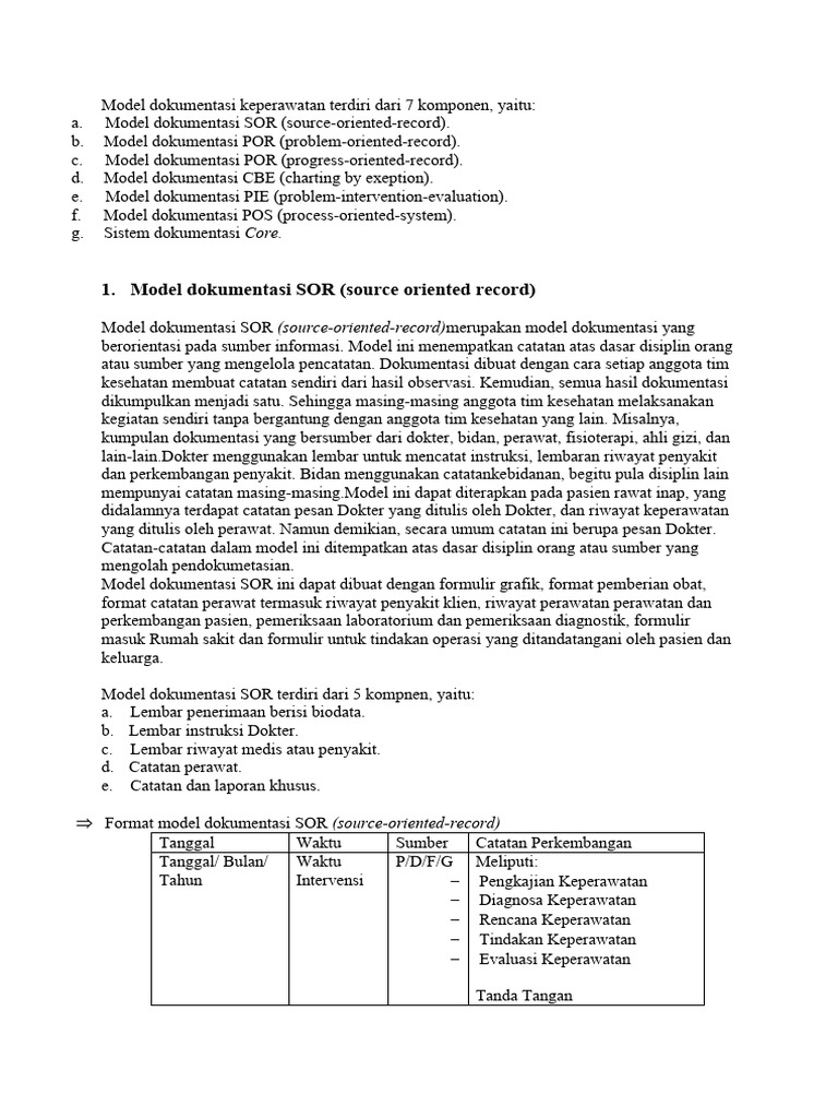 Panduan Model Dokumentasi Keperawatan | PDF