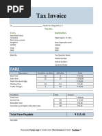 Taxi Invoice Format Template | PDF