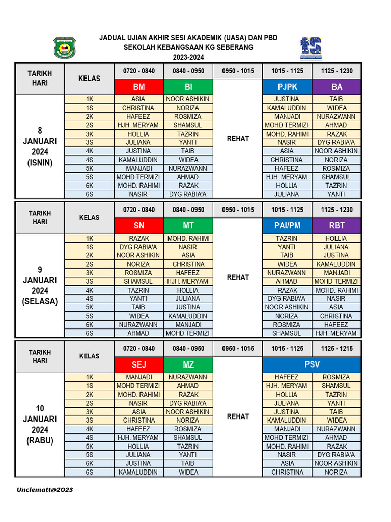 Jadual Uasa 2023-2024 | PDF