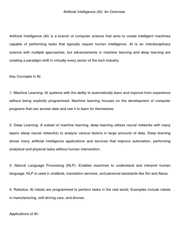 AI Overview | PDF | Artificial Intelligence | Intelligence (AI) & Semantics