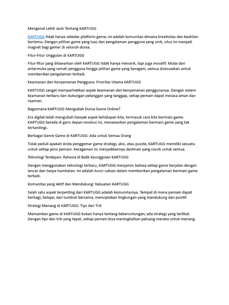 Mengenal Lebih Jauh Tentang KARTUGG | PDF Mengenal Lebih Jauh Tentang KARTUGG | PDF