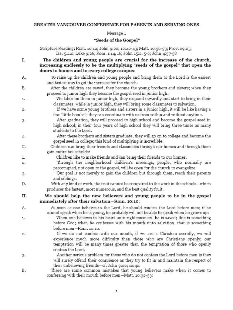 Vancouver YP With Tom Goetz (Outlines) | PDF | Christian Church | The ...