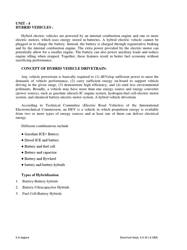 E&Hv Notes | PDF | Hybrid Electric Vehicle | Engines