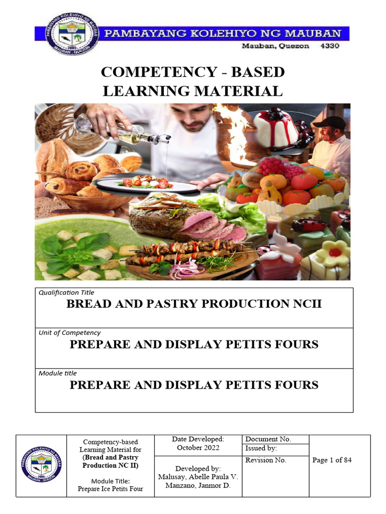 CBLM-Bread and Pastry - Core 4 | PDF | Cakes | Confectionery