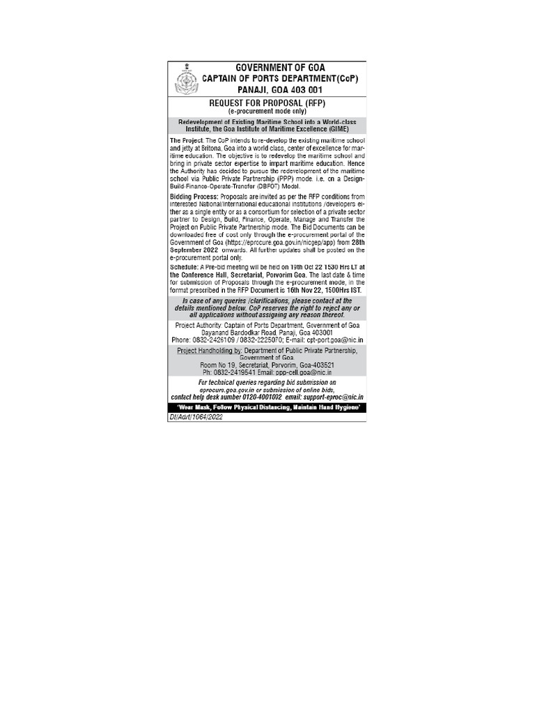 RFP Advertisement Captain of Ports | PDF