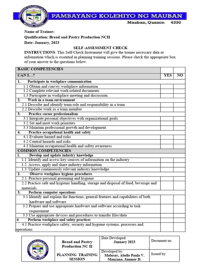 B&P - Plan-Training-Session Part 1 | PDF | Cakes | Baking