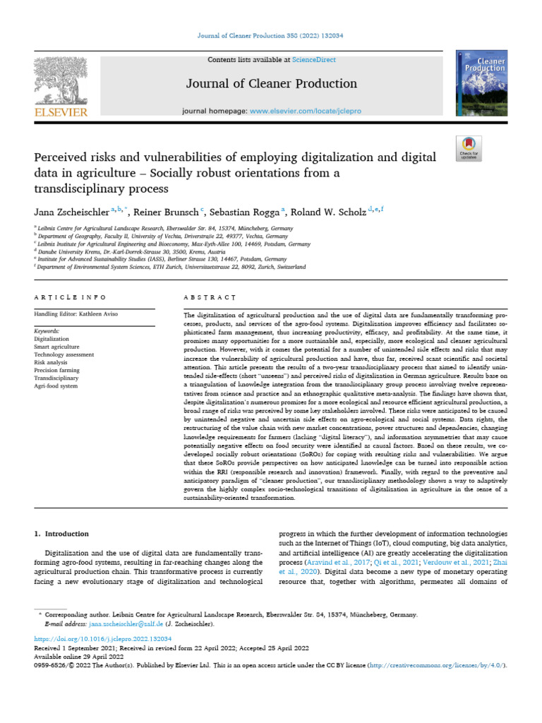 Zscheischler Et Al. - 2022 - Perceived Risks and Vulnerabilities of ...