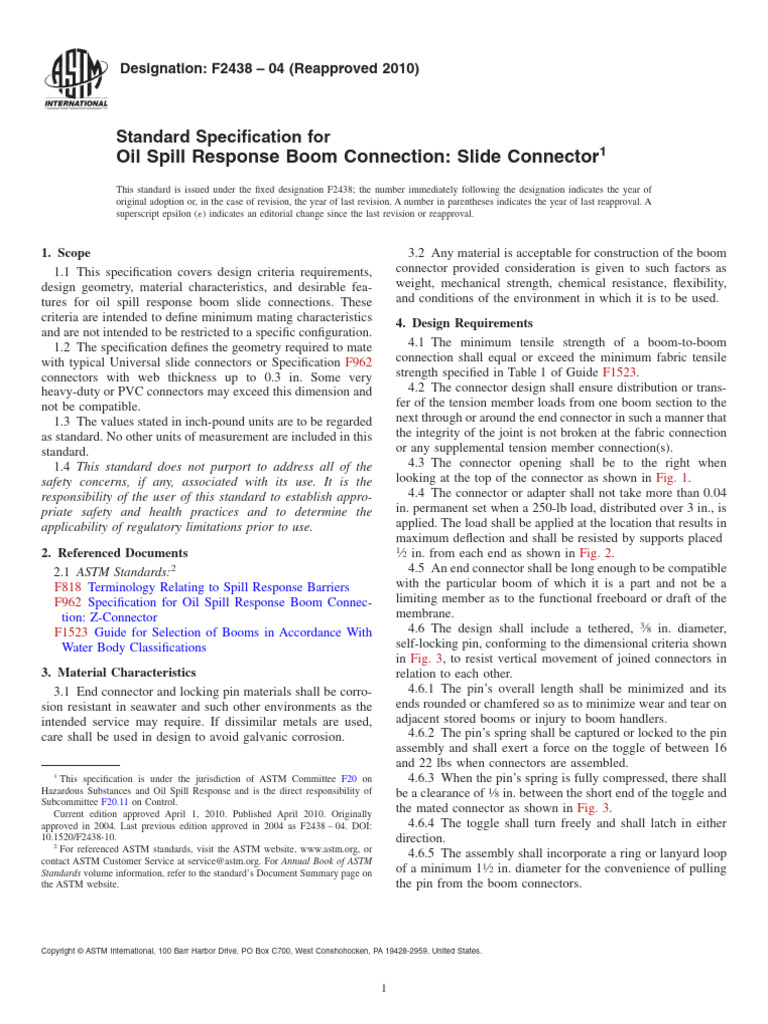 Oil Spill Response Boom Connection: Slide Connector: Standard ...