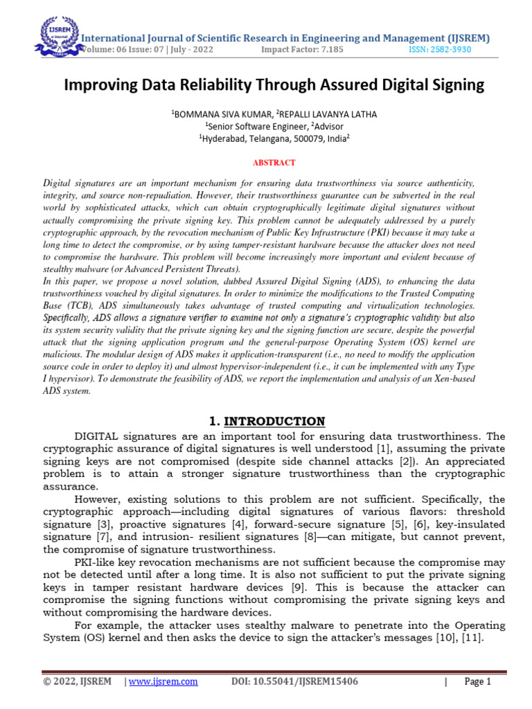 Improving Data Reliability Through Assured Digital Signing | PDF | Java (Programming Language ...