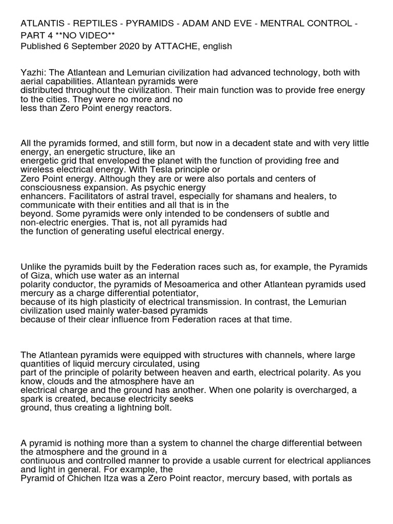 Atlantean Pyramids and Energy Systems | PDF