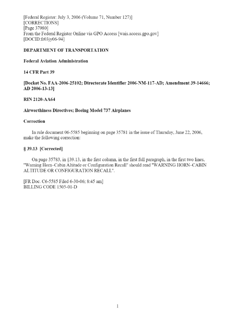 Faa Ad 2006-13-13 | PDF