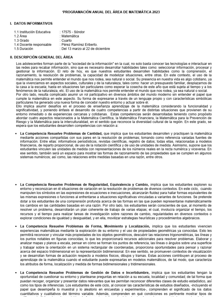 Mat4-Programacion Anual | PDF