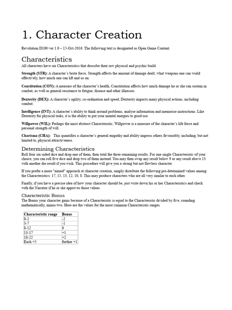 RD100 SRD 01 Character Creation | PDF | Motivation | Motivational