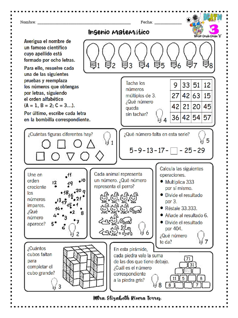 Actividades Matemáticas Tercer Grado | PDF | Multiplicación | Matemáticas