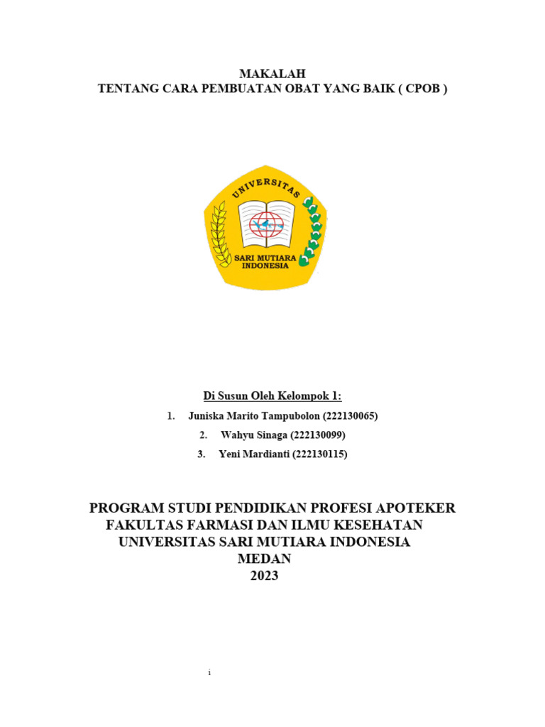 Makalah CPOB: Pedoman Pembuatan Obat | PDF