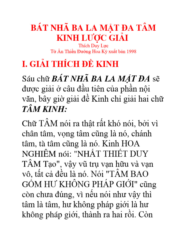 Bat Nha Ba La Mat Da Tam Kinh Luoc Giai Thich Duy Luc | PDF