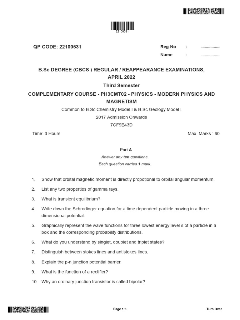 QP CODE: 22100531: Reg No: Name | PDF | Electron | Rectifier
