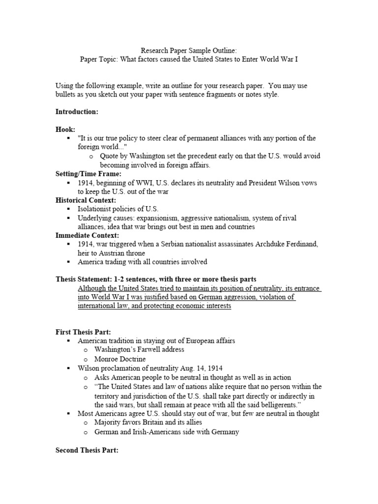 Research Paper Sample Outline | PDF | German Empire | World War I