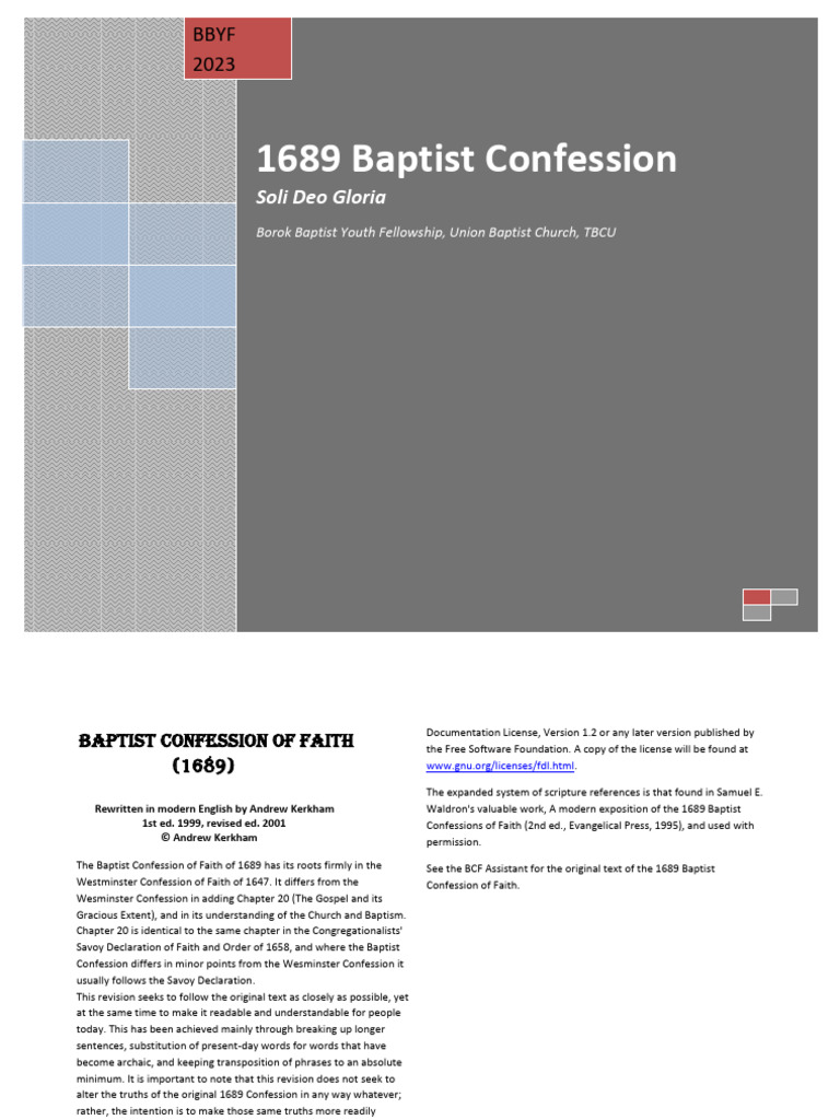 Bbyf Baptist Confession of Faith | PDF | Covenant Theology | Religious ...