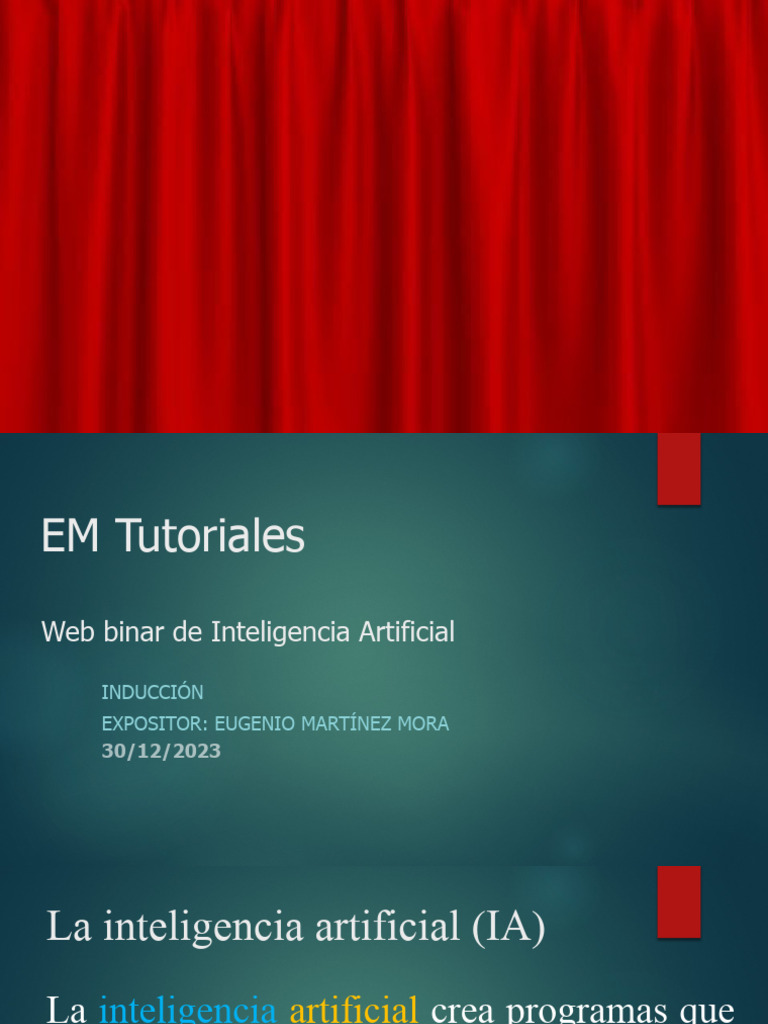 Presentacion Webinar Inteligencia Artificial-EM Tutoriales | PDF