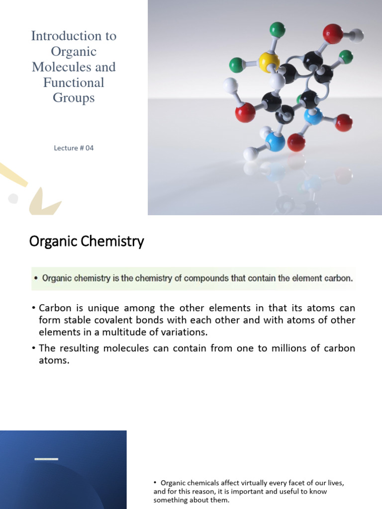 Lecture 3 - Intro To Organic Molecules and Functional Groups | PDF