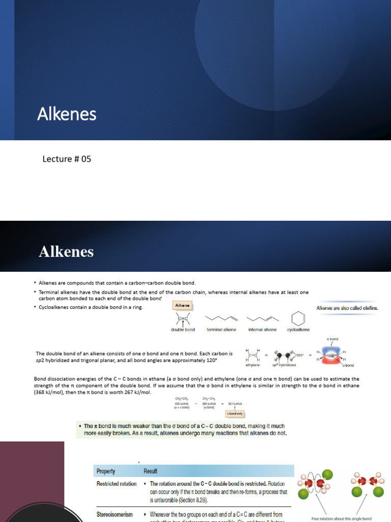 Lecture 5-Alkenes | PDF | Alkene | Chemical Reactions