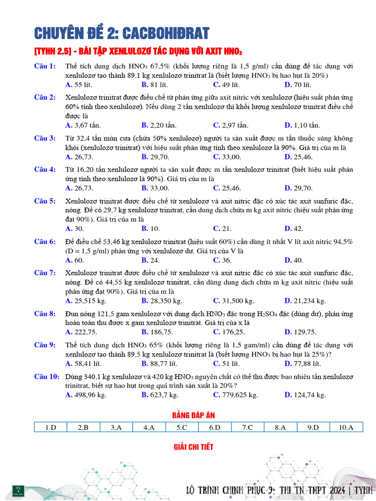 Chương 2 - Cacbohidrat (Full Giải Chi Tiết) | PDF