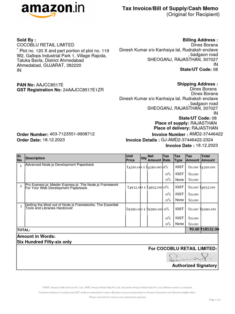 Books Invoice Dec | PDF | Invoice | Business