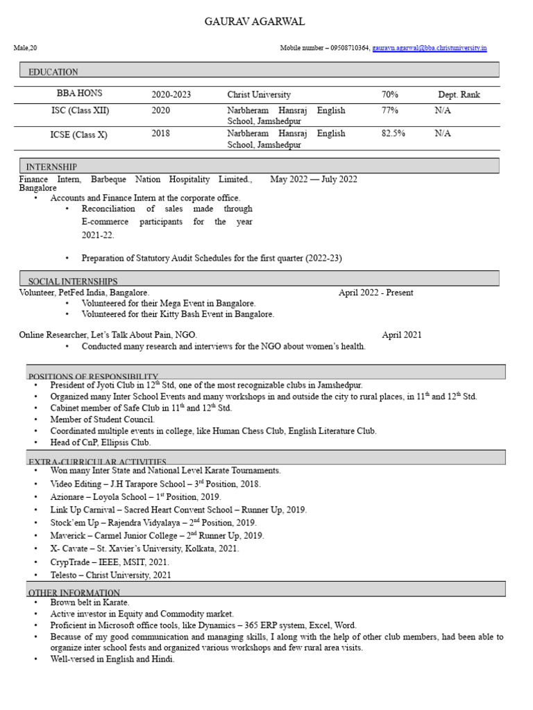 Gaurav Agarwal Resume | PDF