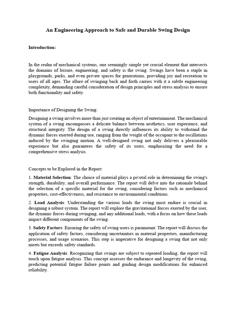 An Engineering Approach To Safe and Durable Swing Design | PDF ...