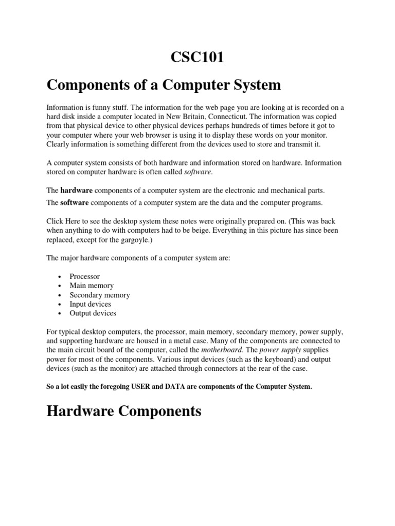 CSC 101 Components of A Computer, OS, +. | PDF | Computer Data Storage ... CSC 101 Components of A Computer, OS, +. | PDF | Computer Data Storage ...