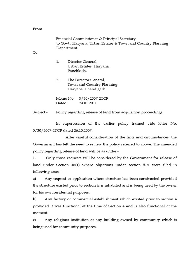 Land Release Policy Update - 2011 | PDF | Public Law | Common Law