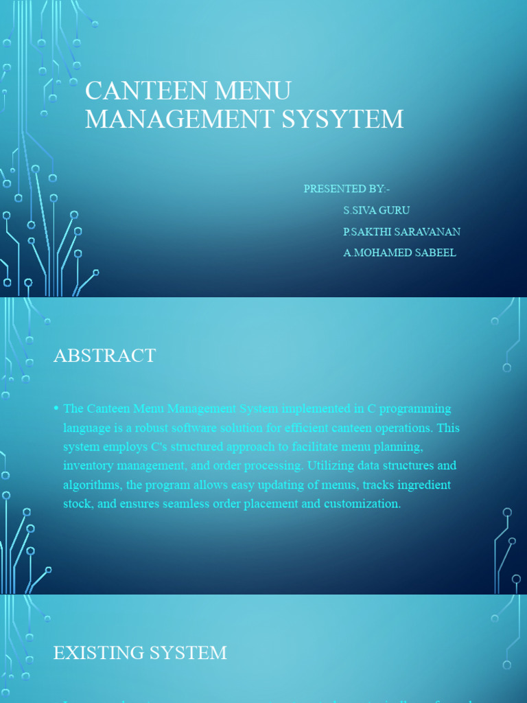 Canteen Menu Management Sysytem | PDF | Menu | Databases